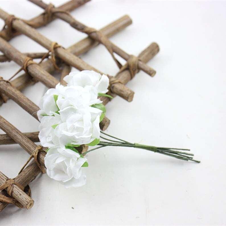 30 Pcs 2 5cm Mini Artificial Flowers Silk Rose With Stem Etsy