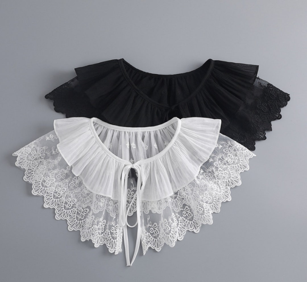 Off White Black / Fake Lace Collar / Chiffon Collar / - Etsy