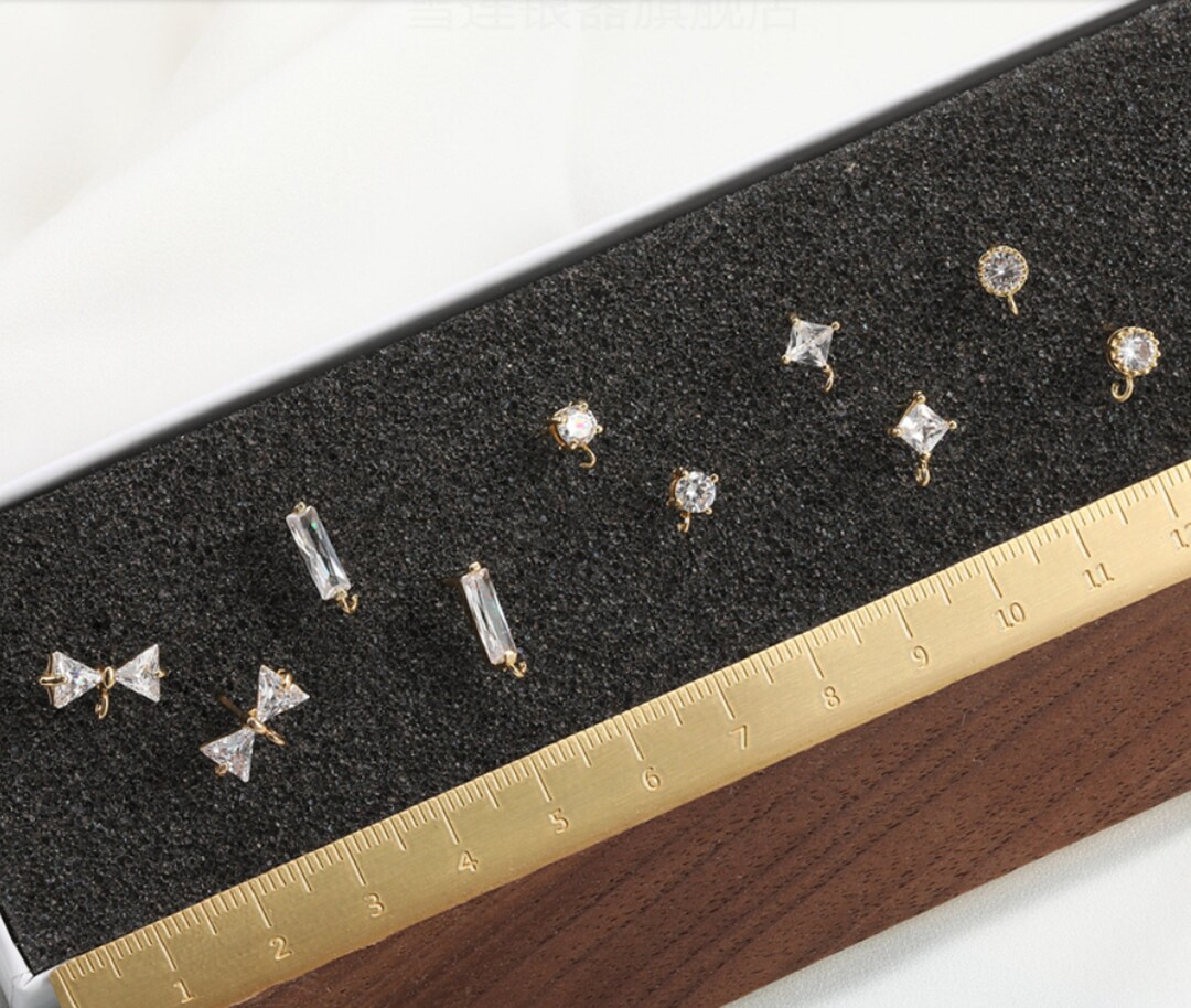 10 pcs / 10mm / Gold Plated Crystal Stud Earrings with Loops, Gold ...