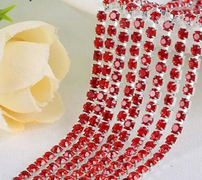 1 Meter X 2.5mm Rhinestone Diamante Chain Crystal Trim Sew | Etsy UK
