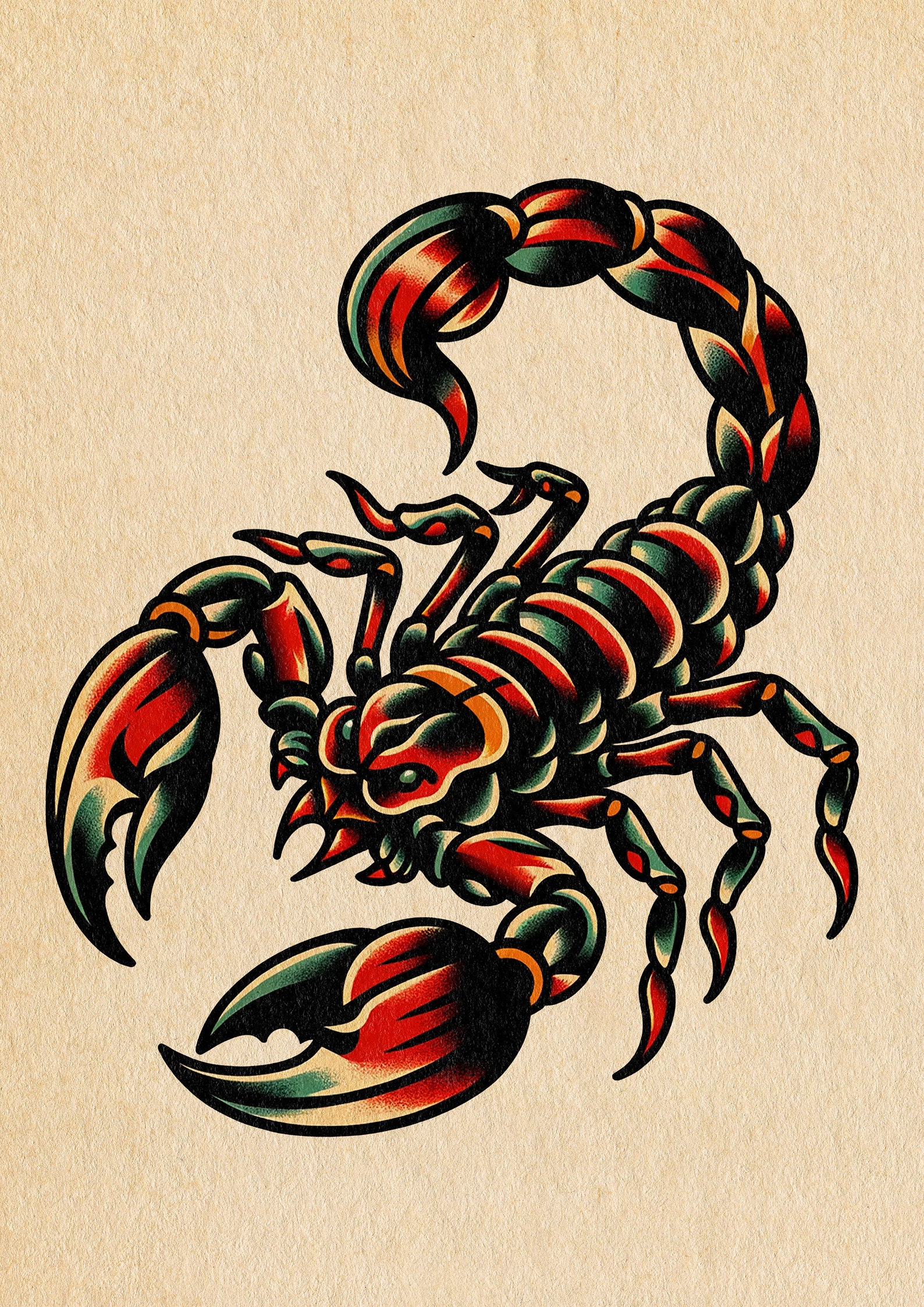 American Traditional Scorpion Digital Art - Etsy