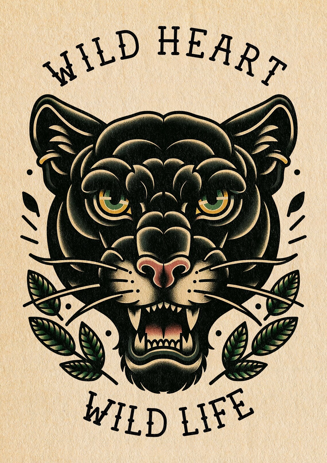 American Traditional Panther Digital Art - Etsy