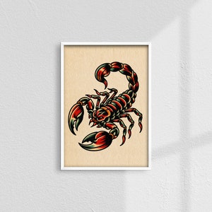 American Traditional Scorpion Digital Art - Etsy