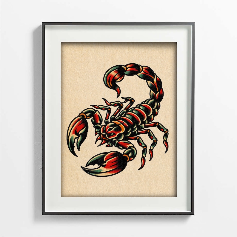 American Traditional Scorpion Digital Art - Etsy