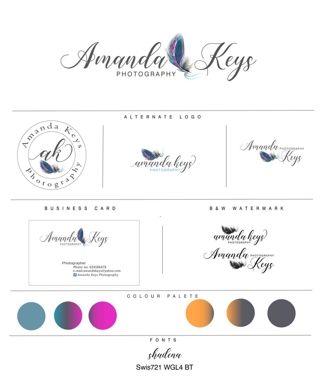 Boho Logo, Bird Feather Logo, Photography Branding Package, Premade ...