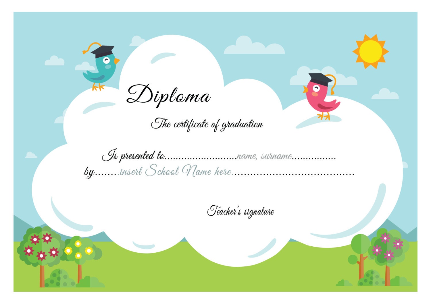 Primary School Diploma,diploma Kindergarten, Certificate of Graduation ...