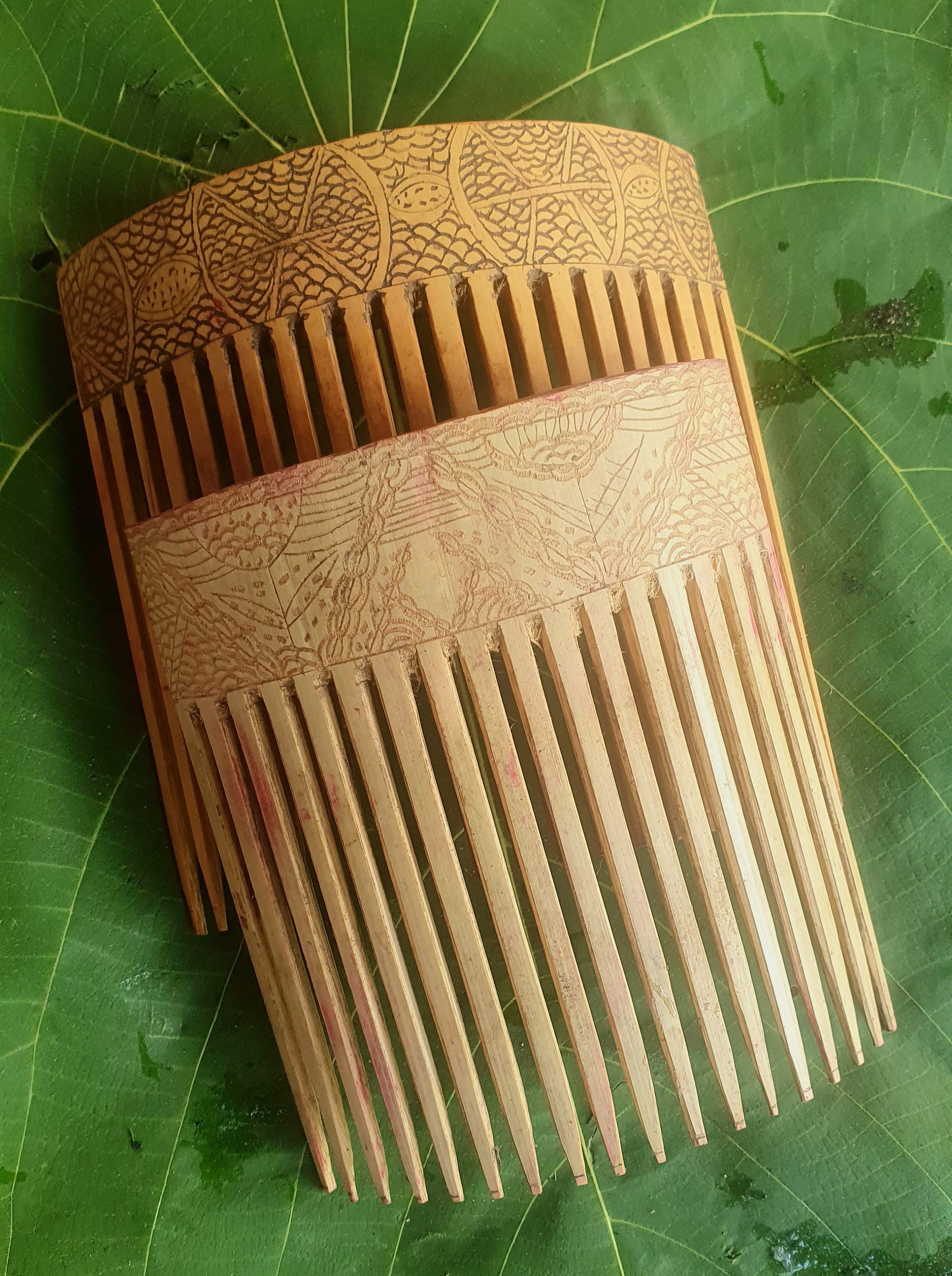 Beautiful Handmade Bamboo Comb. Indigenous Orang Asli Afro Pick ...