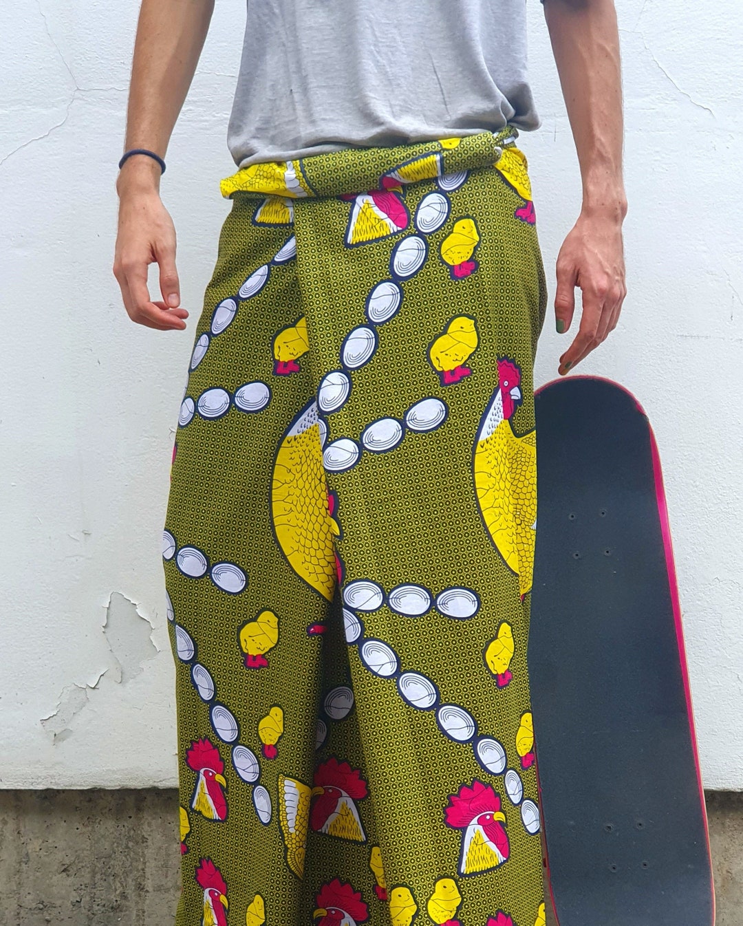 African Wax Chicken Print Longyi for Men ⎜ Mens Comfortable Beach ...