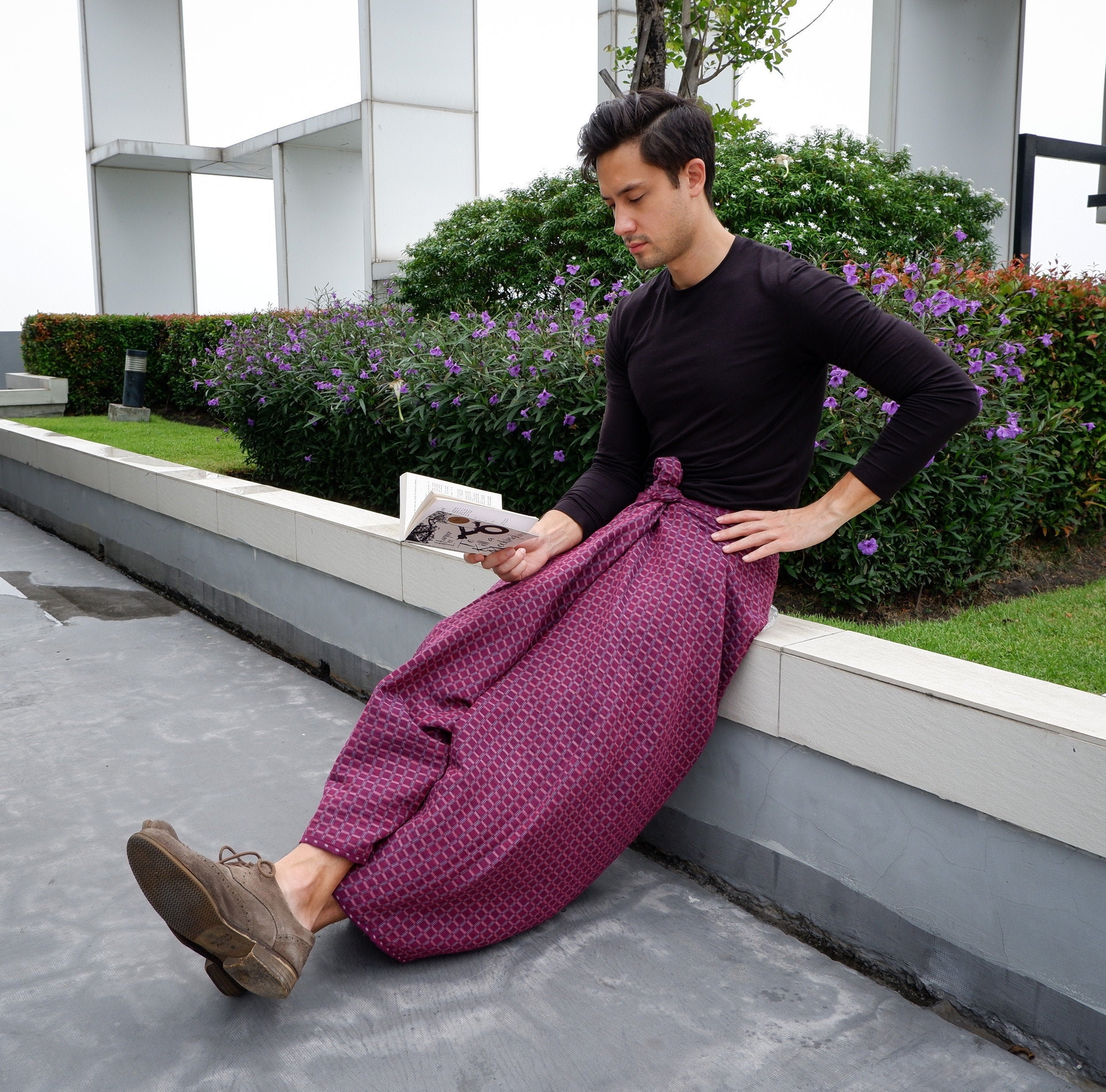 Longyi dress for men Stylish beach sarong Comfy minimalist | Etsy