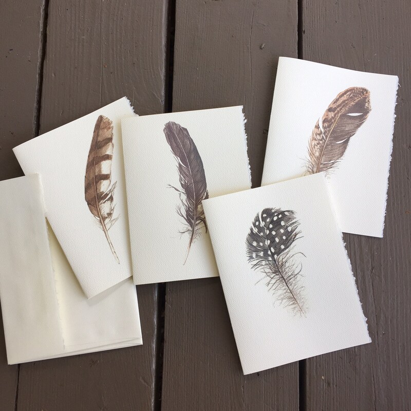 Feather Cards - Etsy