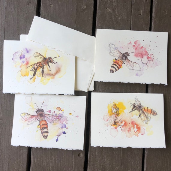 4 Bee Cards | Etsy