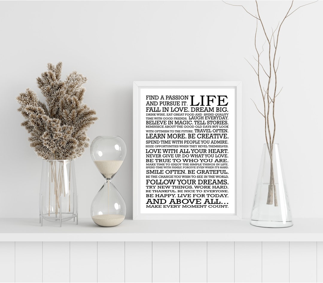 Life, Affirmation Wall Decor, Word Collage Art, Download - Etsy