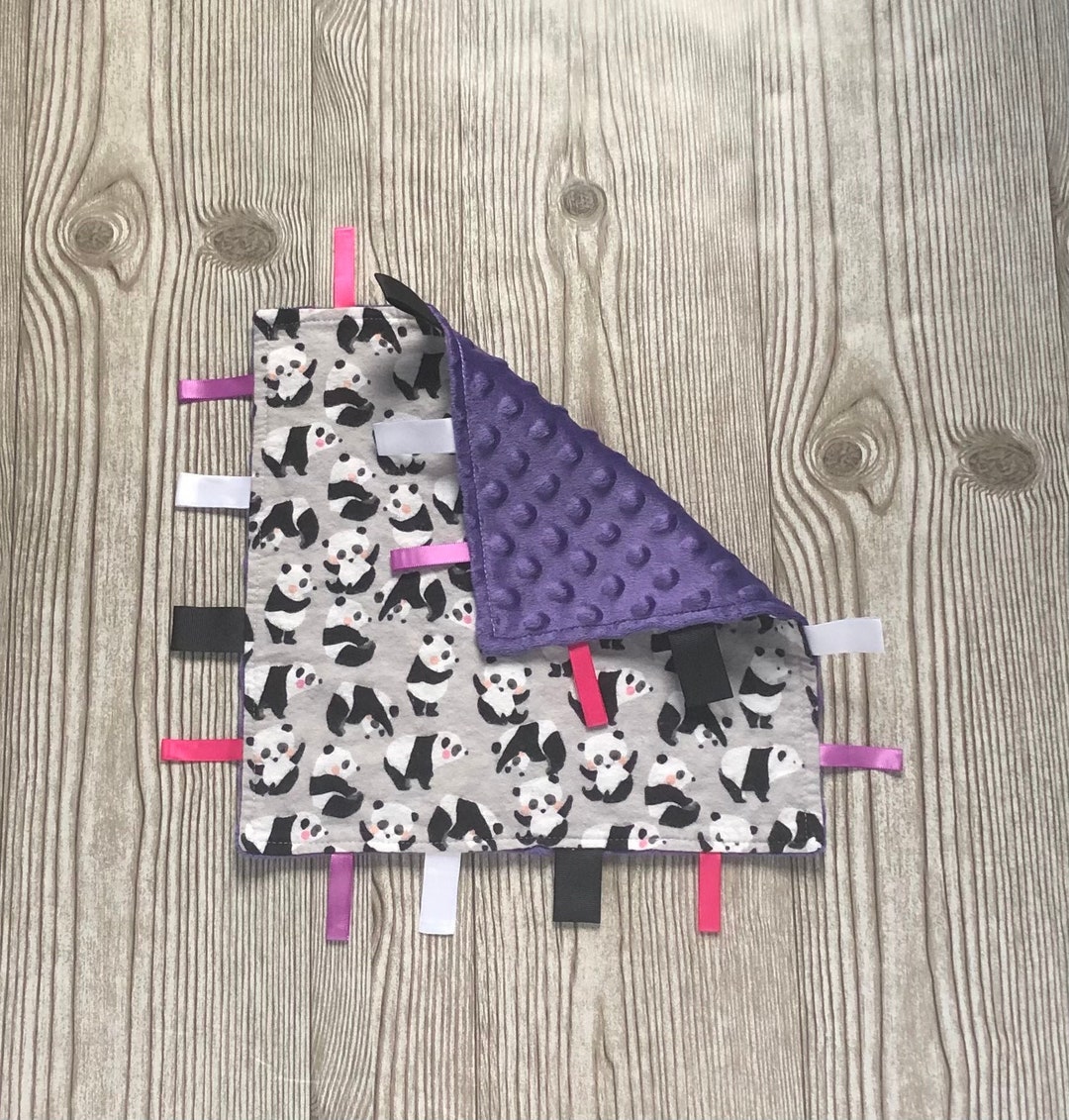 Panda Bear Baby Lovey With Purple Minky and Ribbons, Baby Shower Gift ...