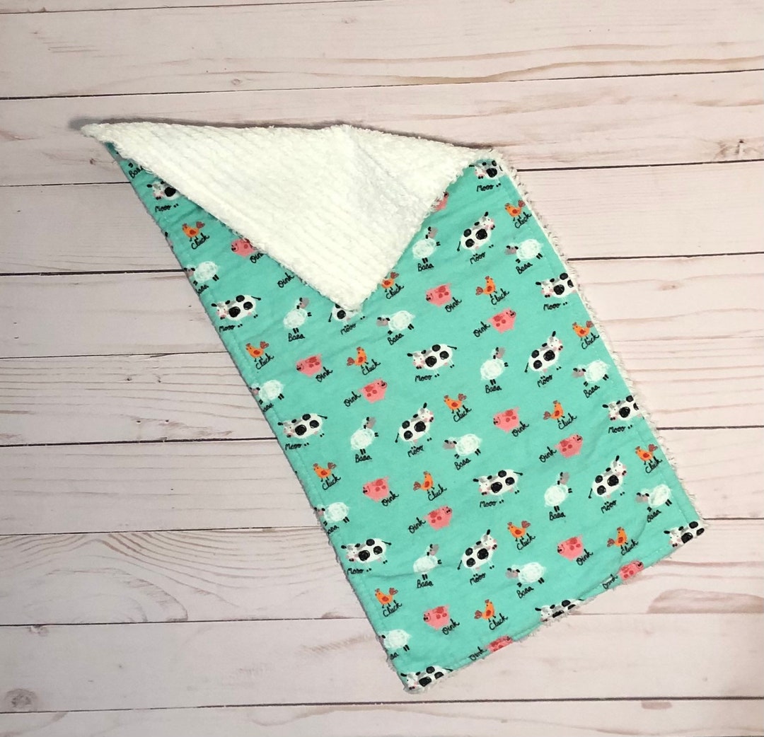 Baby Burp Cloth Farm Animal Theme Cotton Burping Cloth Aqua Burp Cloth ...