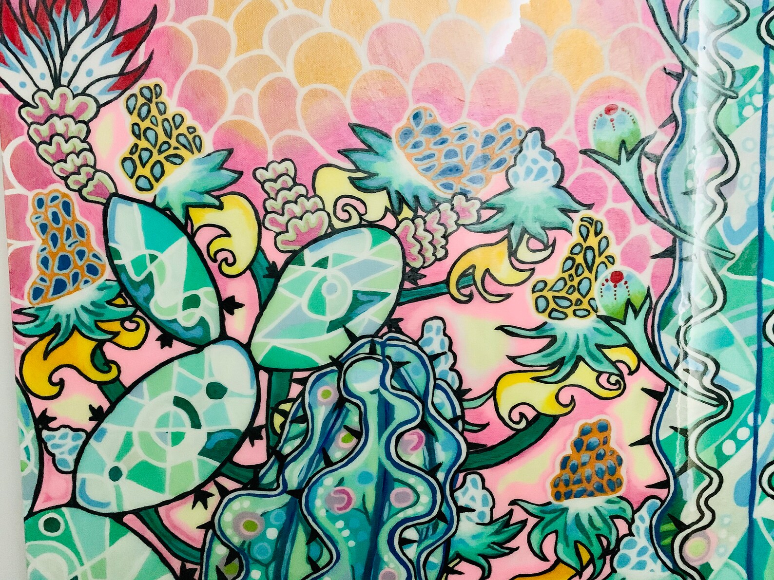 Psychedelic Cactus and Weed Acrylic Painting Original Artwork - Etsy