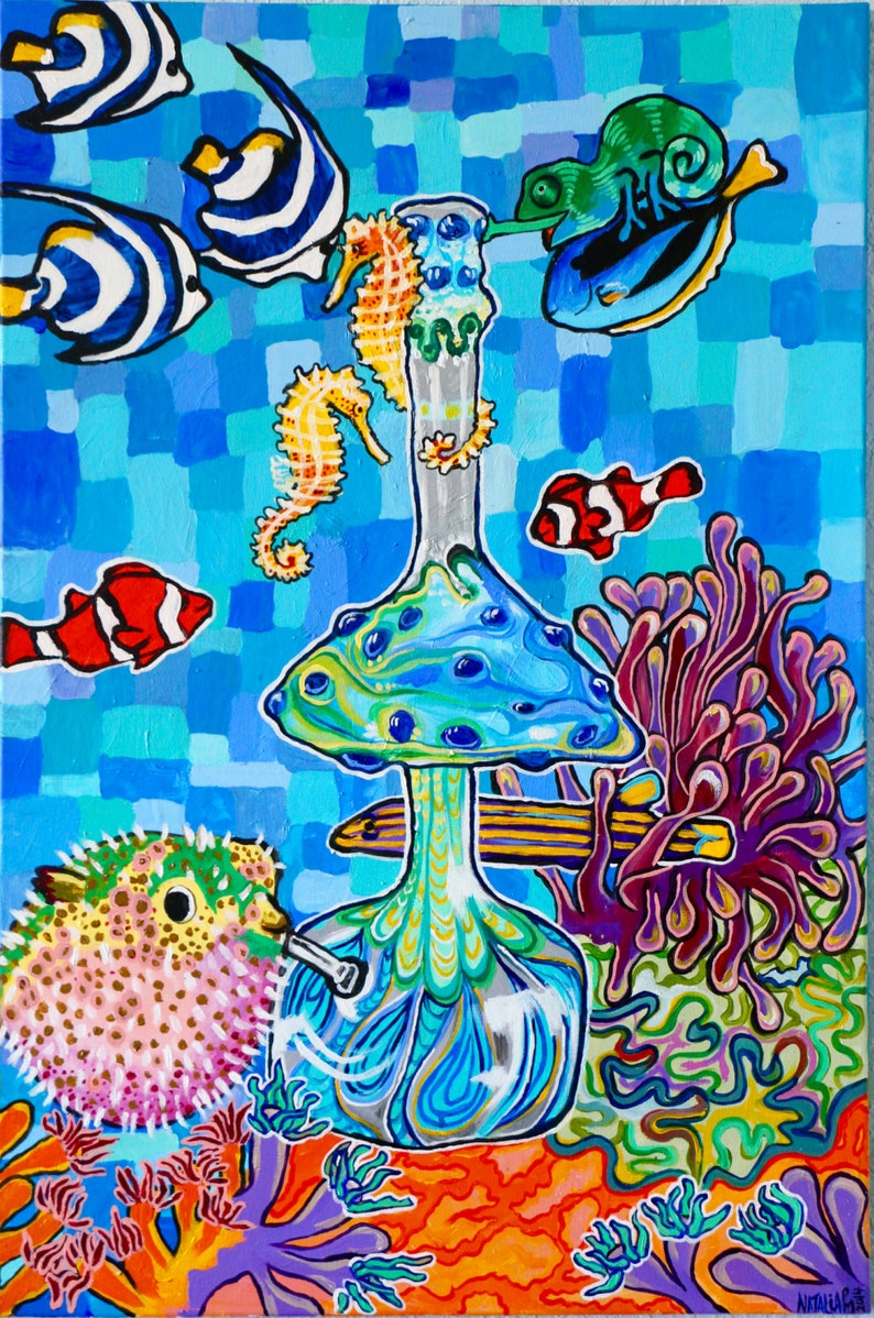 King Triton's Bong Original Painting - Etsy
