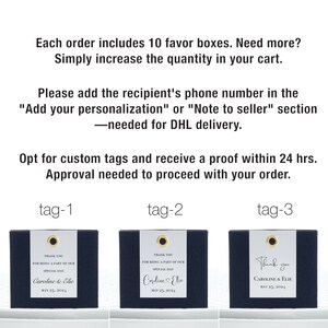 Navy Favor Boxes With Flower: Wedding, Baptism, Bridal Party - Set of ...