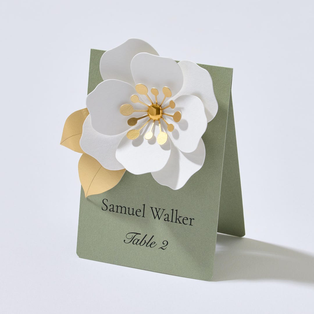 Sage Green Floral Place Cards – Custom Wedding & Event Decor (set of 20 ...