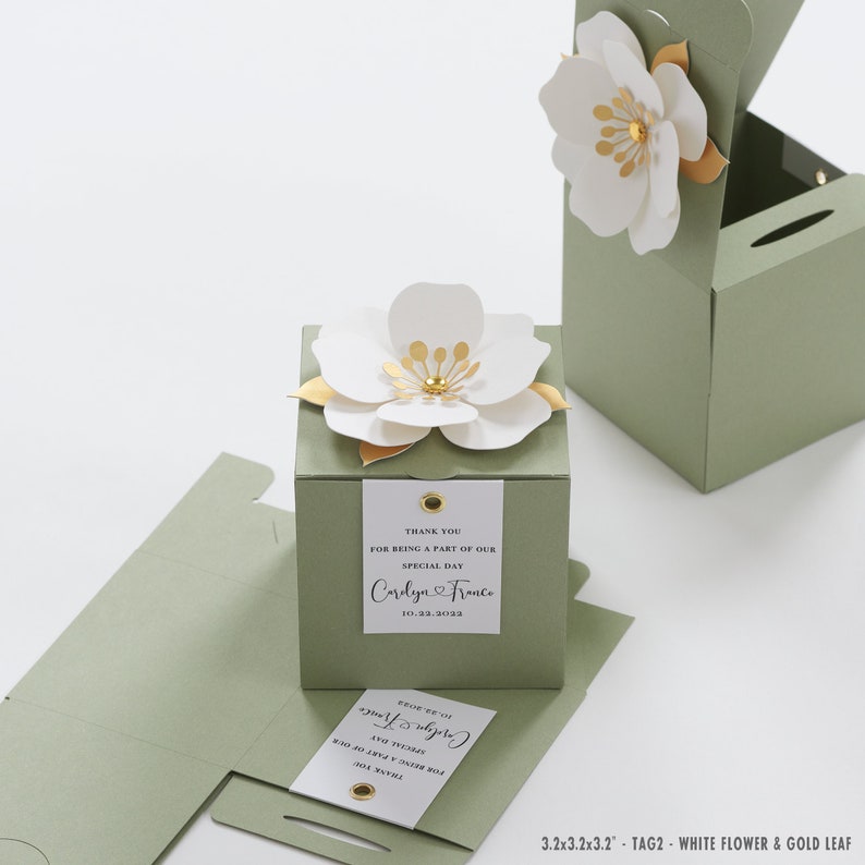 Sage Favor Boxes With Flower Decor for Wedding Bridal Party - Etsy