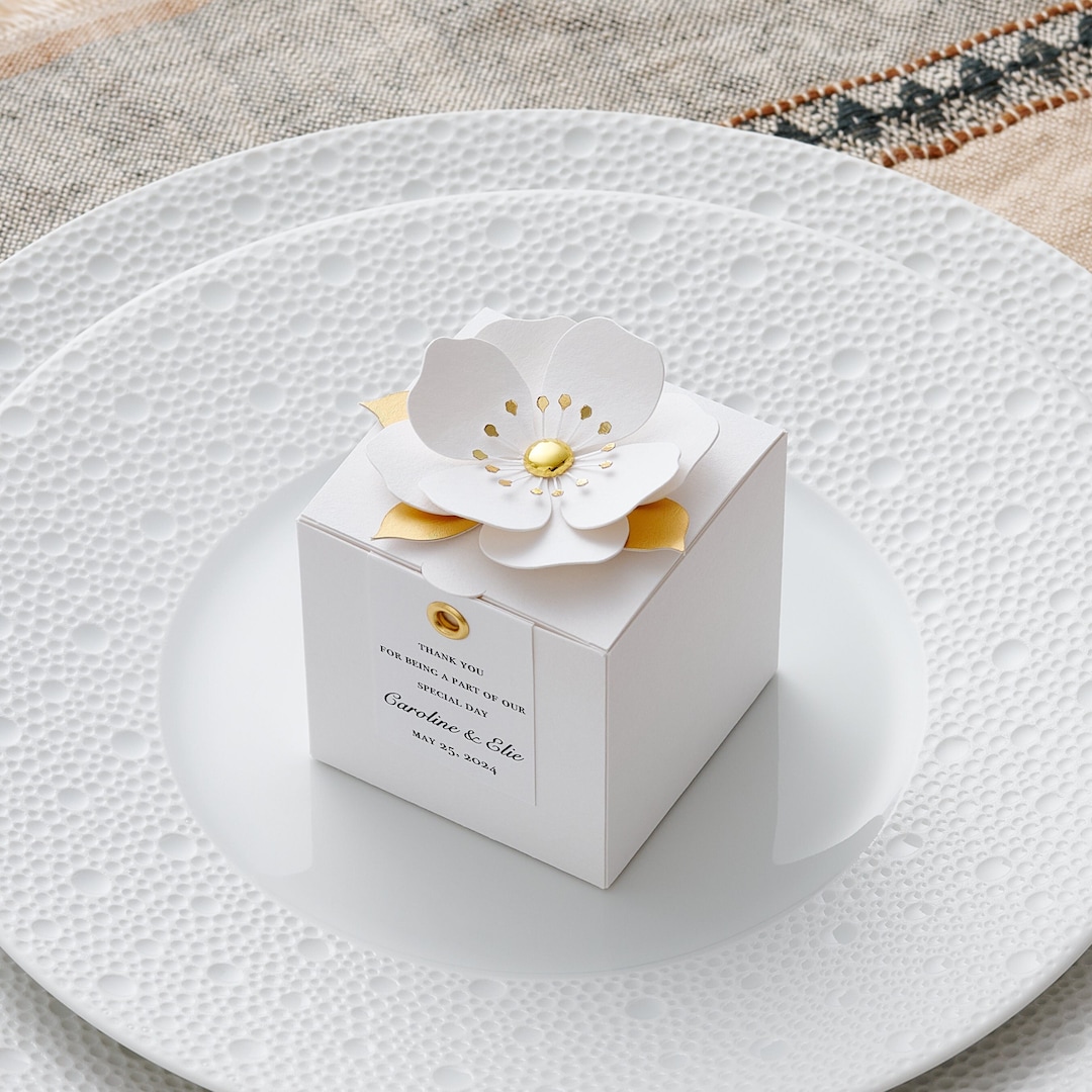 White Favor Boxes, Set of 10 for Wedding, Baptism, Bridal Party and ...