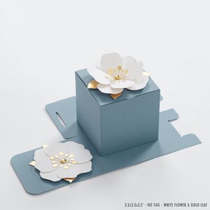 Set of 10 Blue Favor Boxes With Flower Decor for Weddings, Baptisms ...