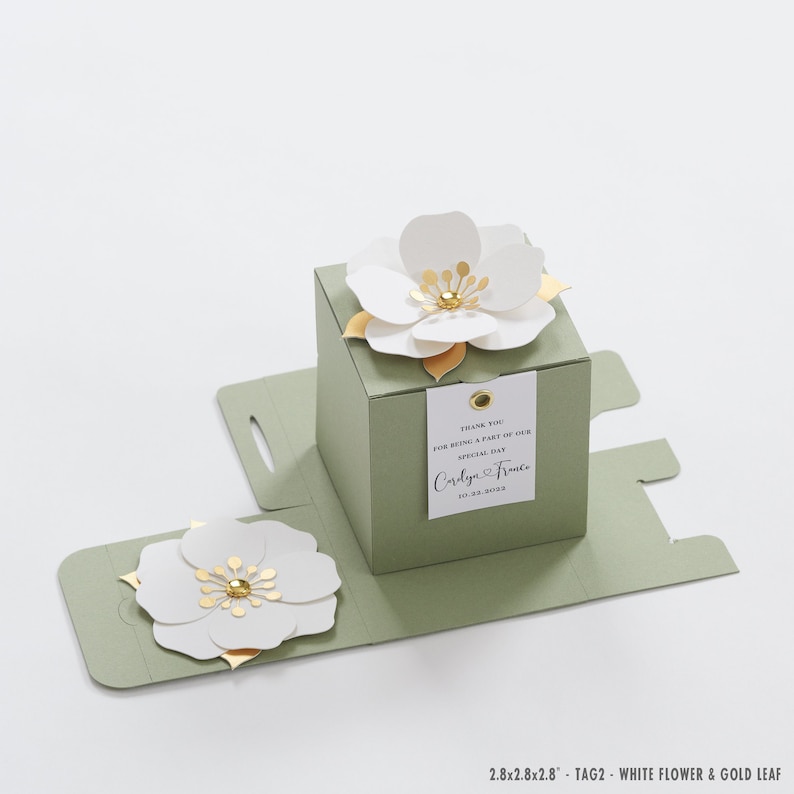 Sage Favor Boxes With Flower Decor for Wedding Bridal Party - Etsy