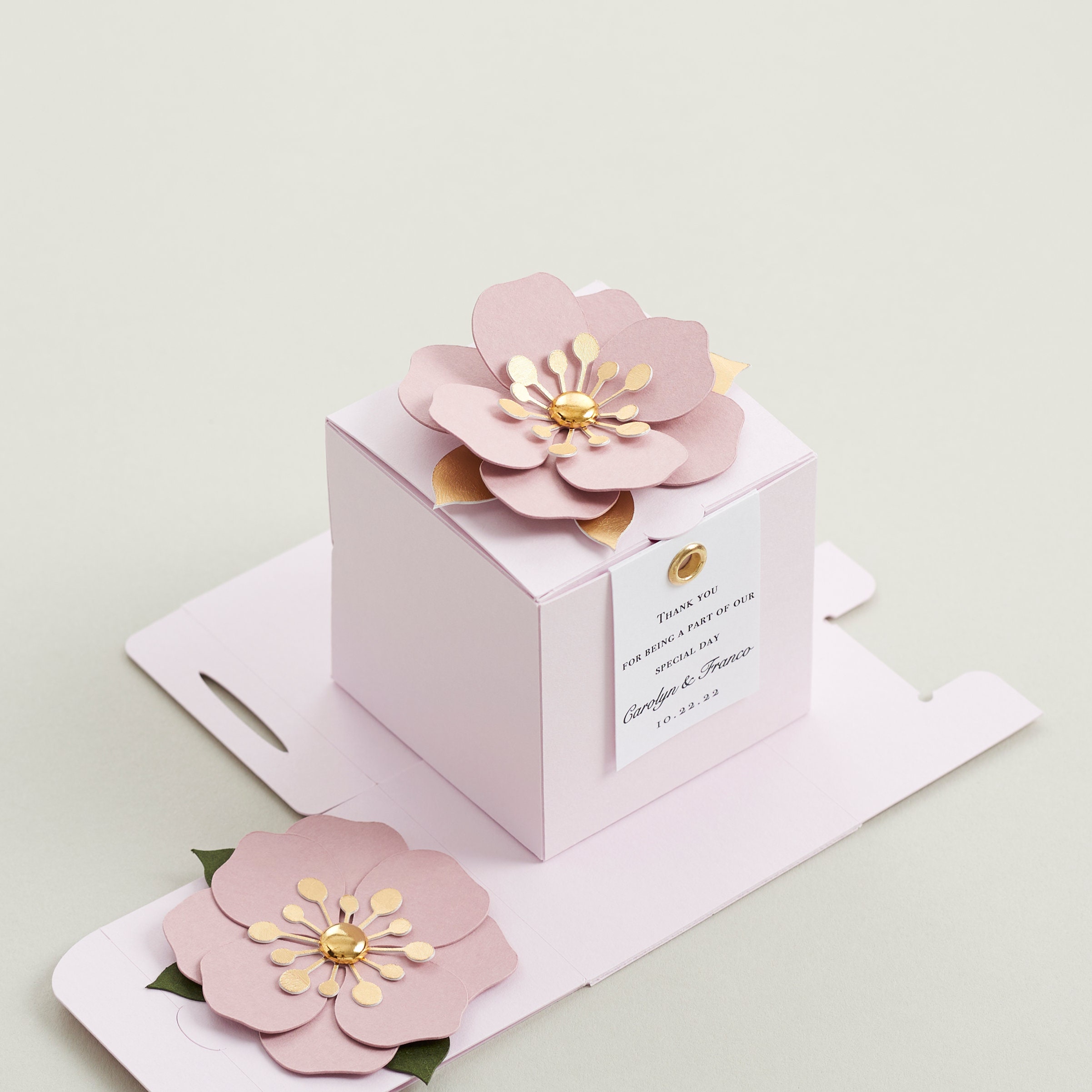 Light Pink Favor Boxes With Flower Decor for Wedding Bridal - Etsy