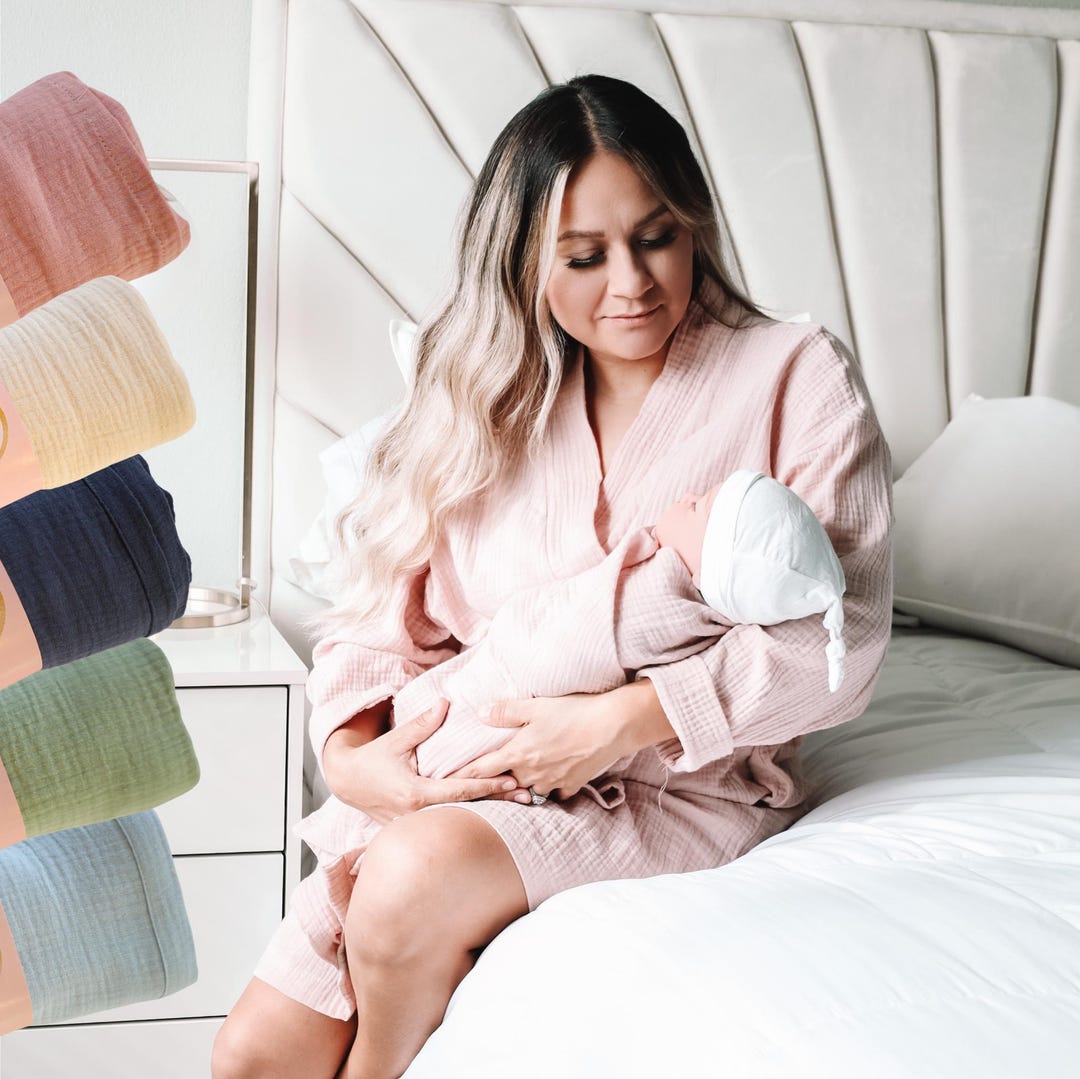 Maternity Robe and Swaddle, Baby Swaddle Blanket, Hospital Outfits, Mom ...
