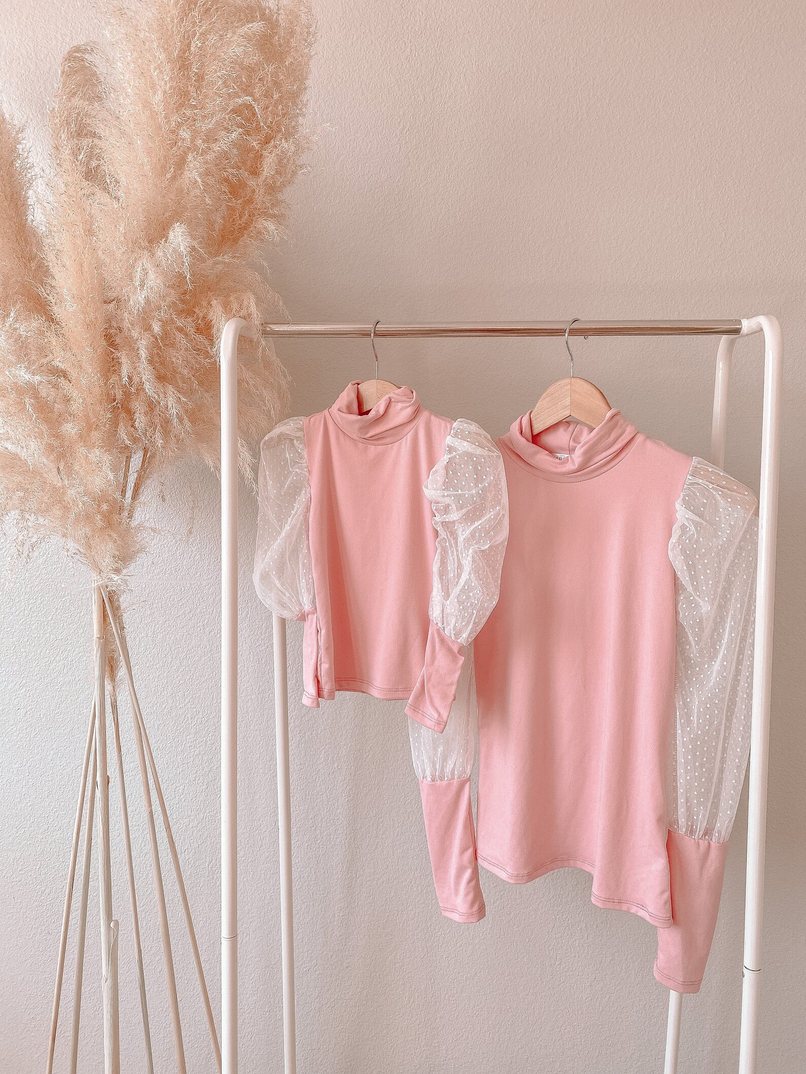 Light Pink Mesh Sleeve Top | Crewneck | Mommy and Me Outfits | Mommy ...