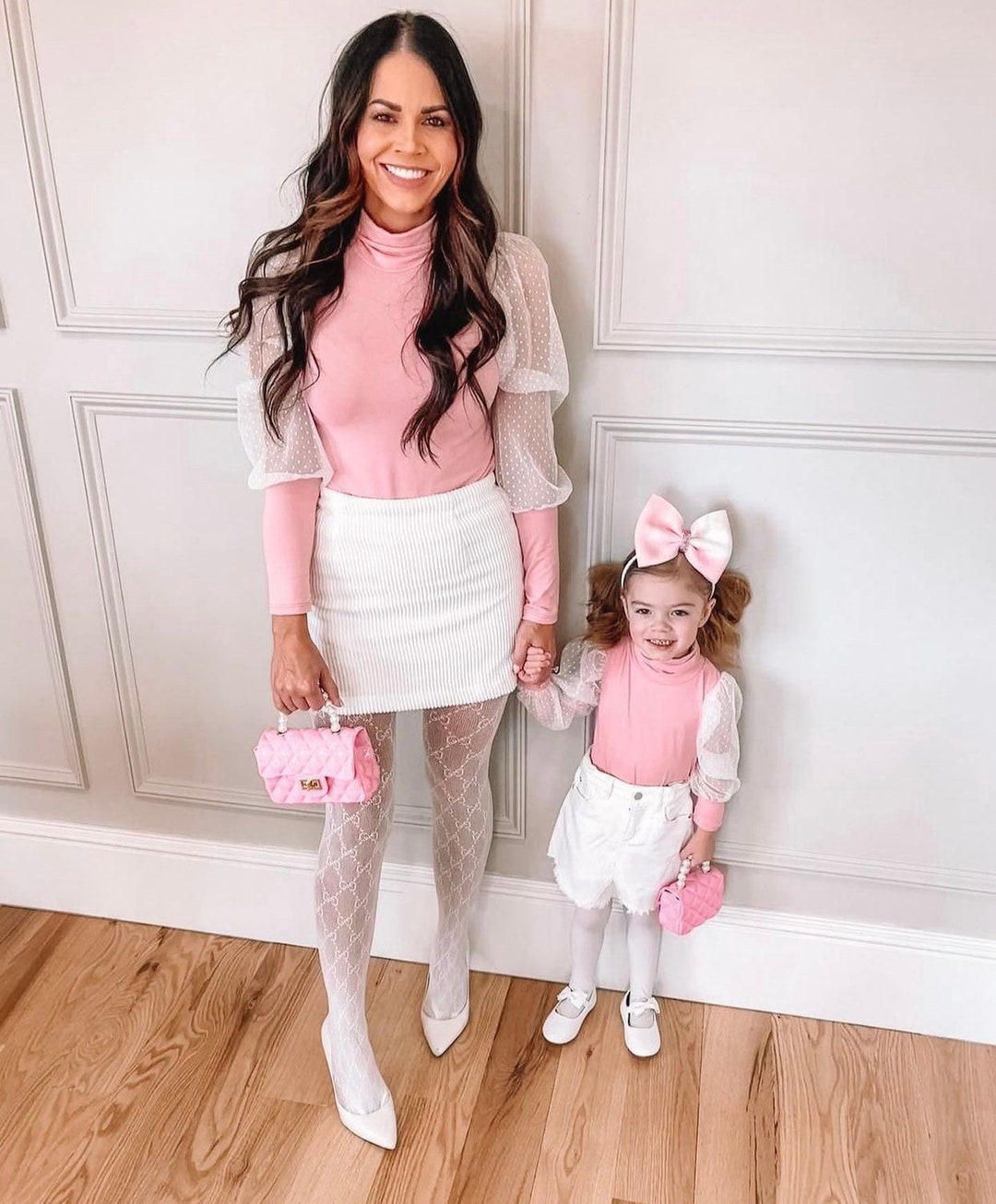 Light Pink Mesh Sleeve Top | Crewneck | Mommy and Me Outfits | Mommy ...
