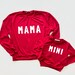 Red Mama & Mini Matching Crew Neck Sweaters, Mommy and Me, Mommy and Me ...