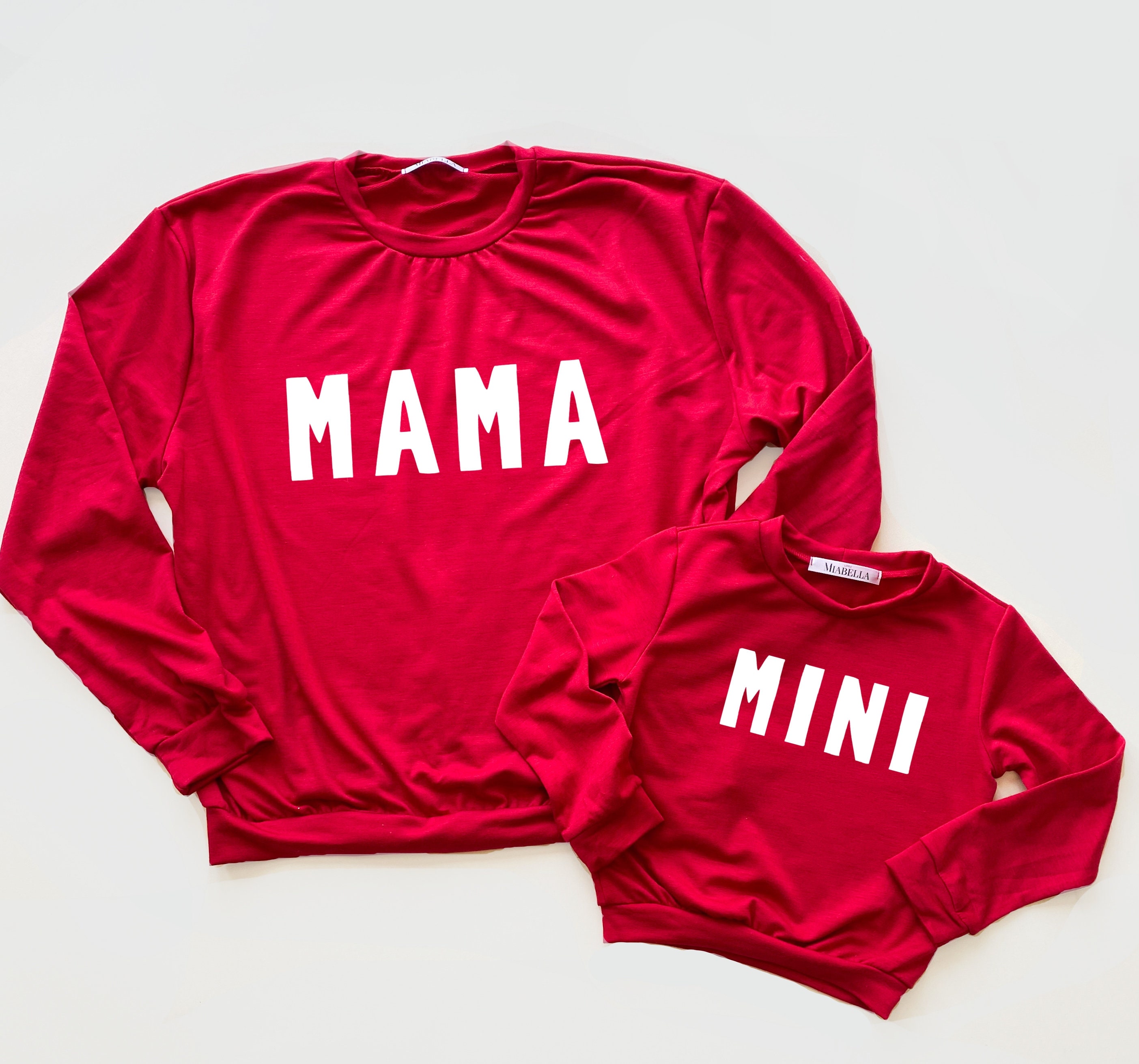 Red Mama & Mini Matching Crew Neck Sweaters, Mommy and Me, Mommy and Me ...