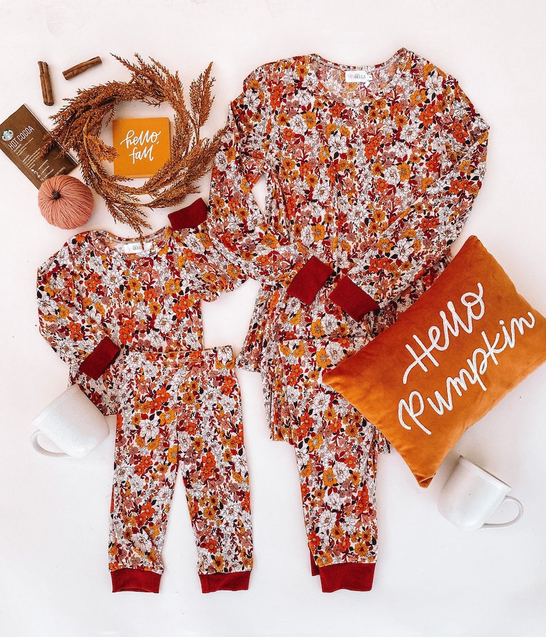 Madeline Fall Pajamas Pumpkin Spice Matching Pajamas Etsy