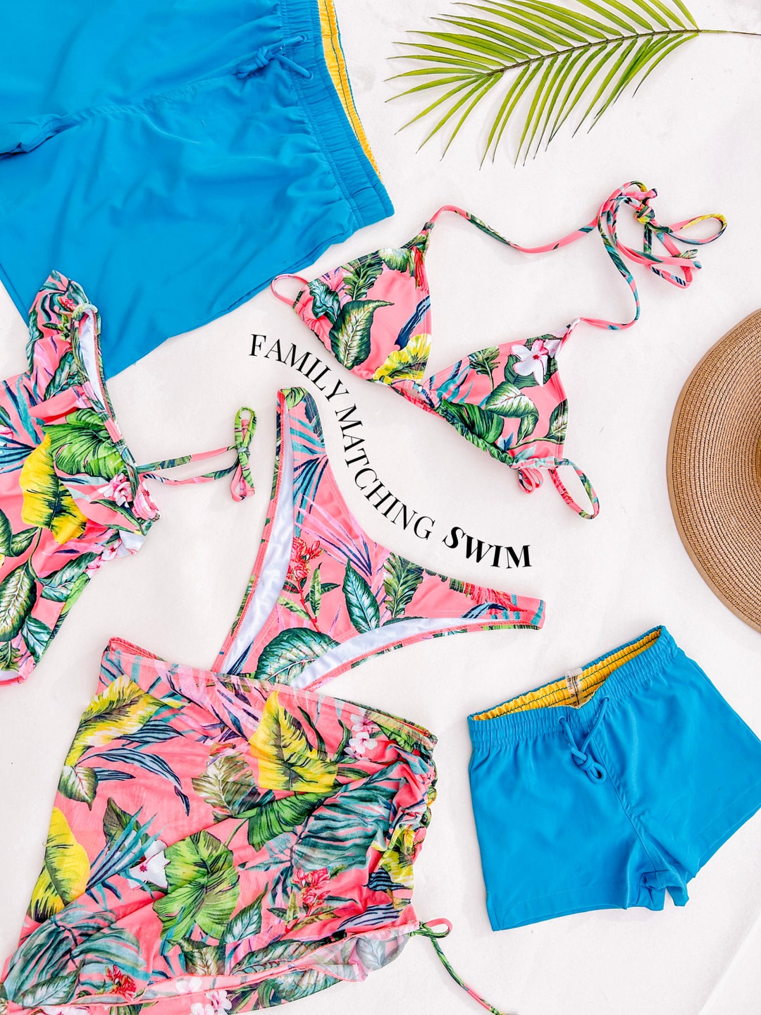 Corals Family Matching Swimwear, Mommy and Me Swimwear, Swimsuit, Daddy ...