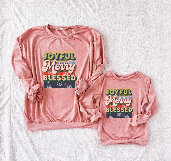 Rose Joyful Merry Blessed Crew neck sweater crew neck | Etsy