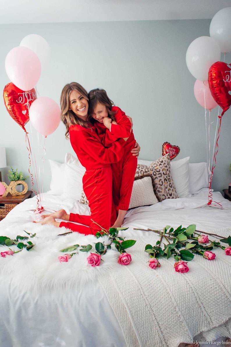 Red Velvet Loungewear Mommy And Me Matching Outfits Mommy Etsy