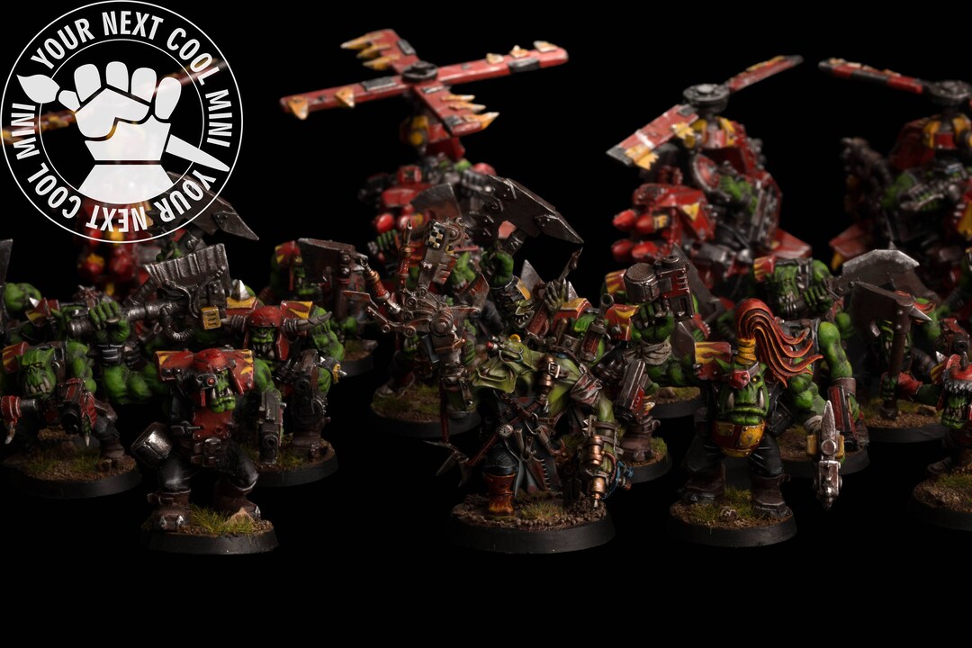 Warhammer 40K Space Orks Army 32 Minis: 1 Pain Boss, 1 Trukk, 5 Kopter ...