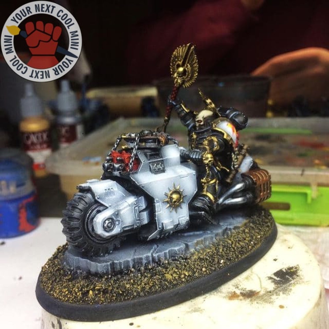 CUSTOM ORDERS, Warhammer 40K, White Scars - Primaris Chaplain on Bike ...
