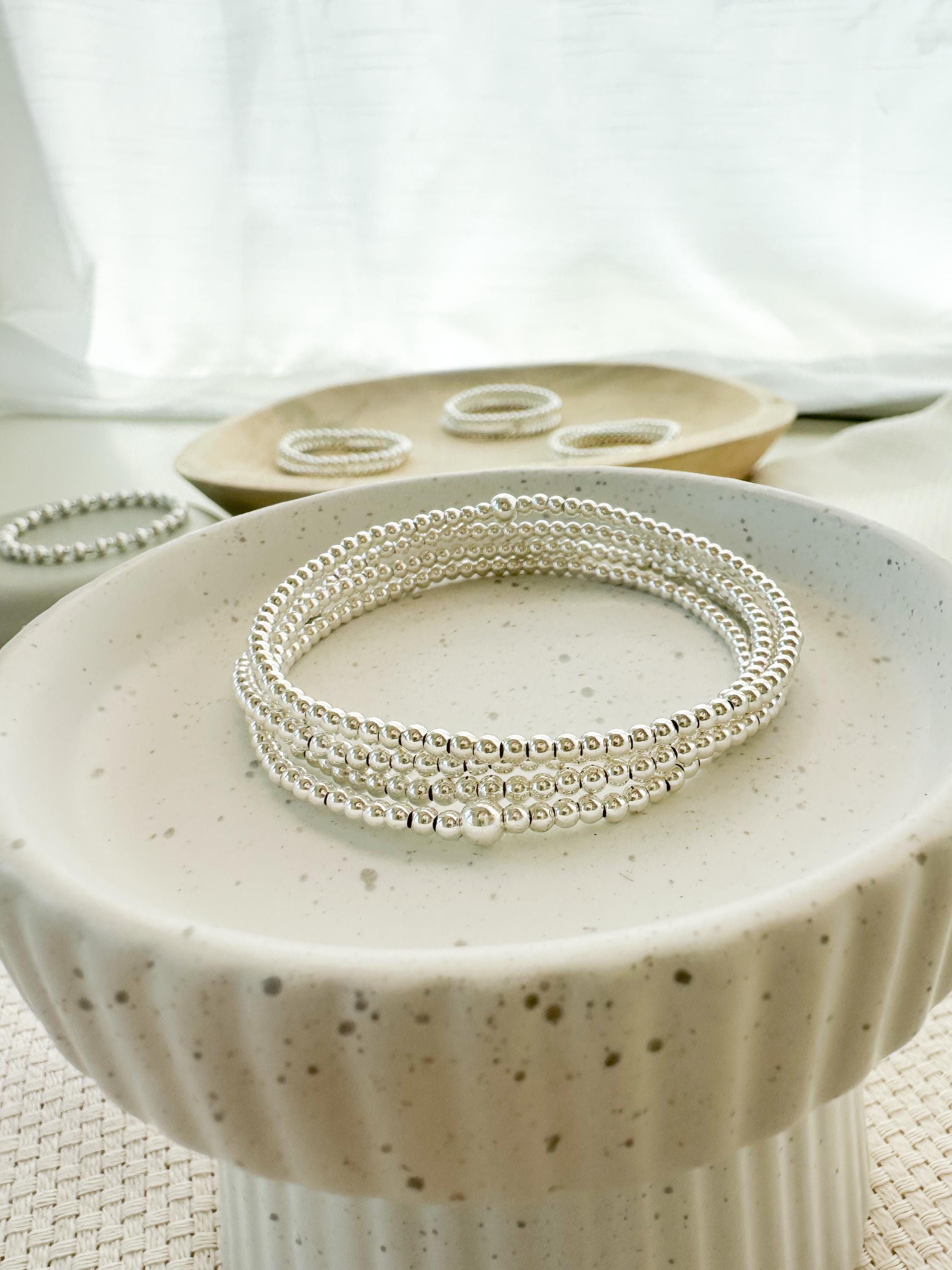 Dainty Bracelet Stack, Gold or Silver Beaded Bracelet, Set of Bracelets ...