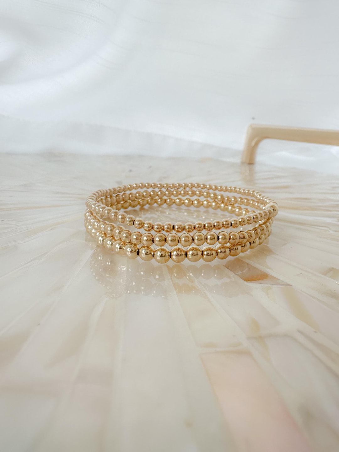 Starter Gold Beaded Bracelet Stack, Gold Starter Bracelet Set, Gold ...