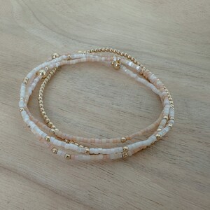 Siesta Key Stack, Neutral Seed Bead Bracelet Stack, Tiny Beaded ...