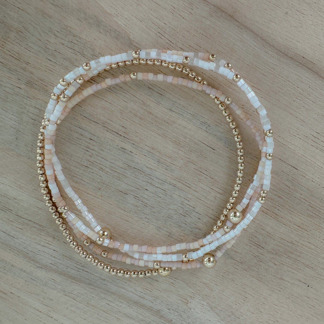 Siesta Key Stack, Neutral Seed Bead Bracelet Stack, Tiny Beaded ...
