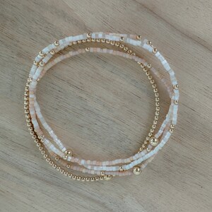 Siesta Key Stack, Neutral Seed Bead Bracelet Stack, Tiny Beaded ...