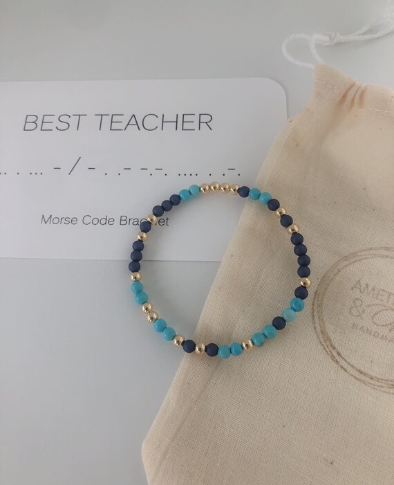 Morse Code Beaded Bracelet Morse Code Jewelry Gold Filled - Etsy