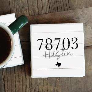 Custom Zip Code Coasters, Farmhouse Decor, Custom Wedding Gift, Tile ...