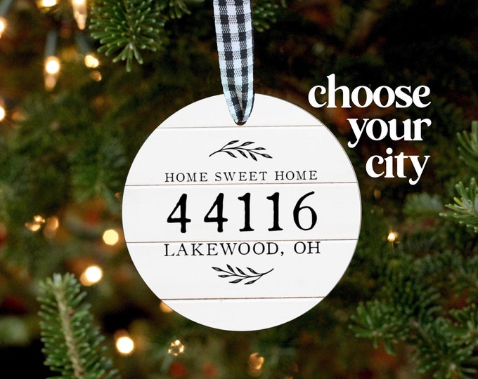 Zip Code Ornament Farmhouse Ornament Zip Code Sign New Home - Etsy