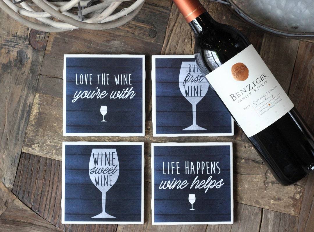 Housewarming Gift / Wine Coasters / Wine Lover Gift / Wine Gift for Her ...