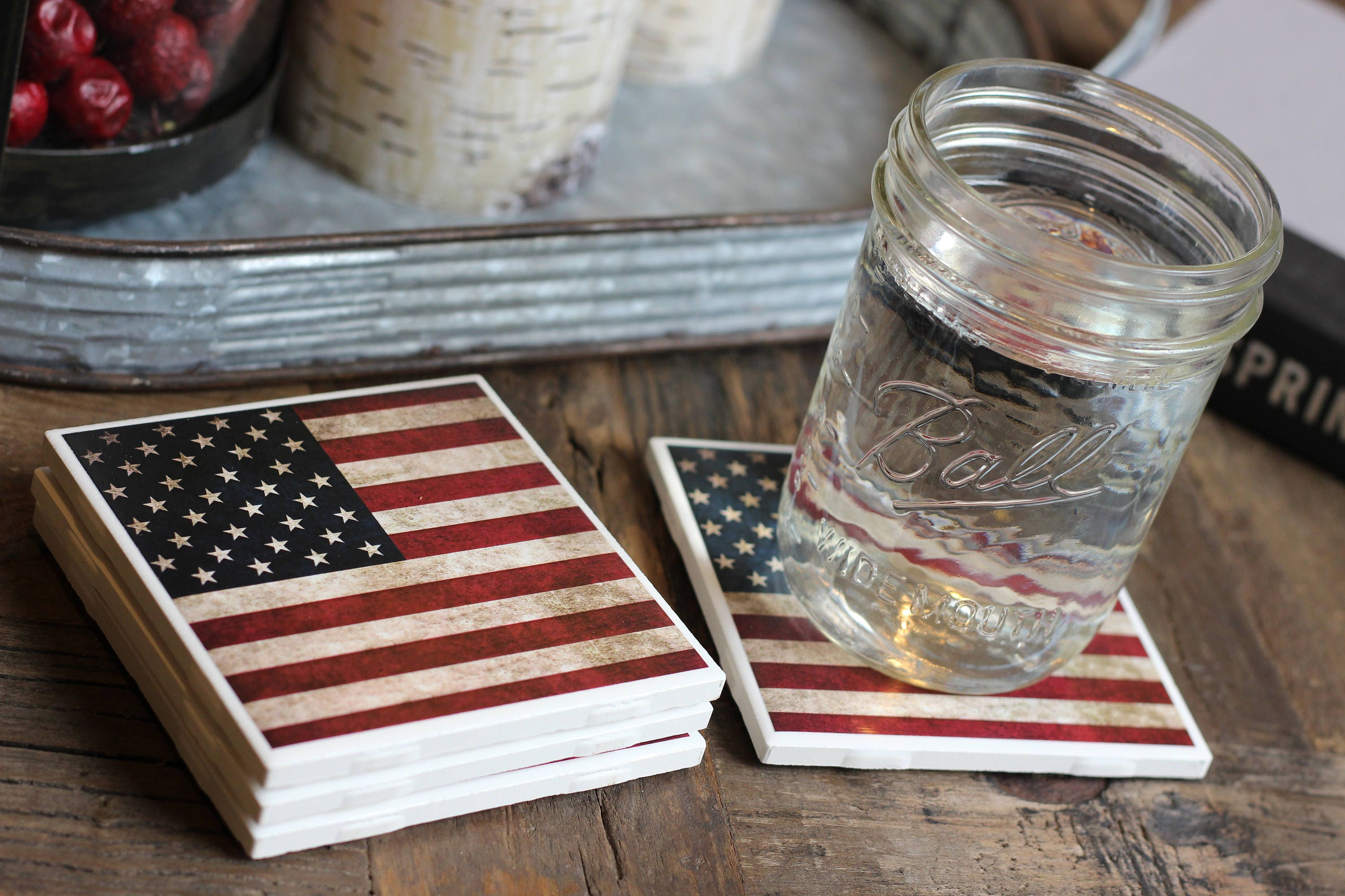 Rustic American Flag / Coasters / USA / American Flag / Flag Coasters ...