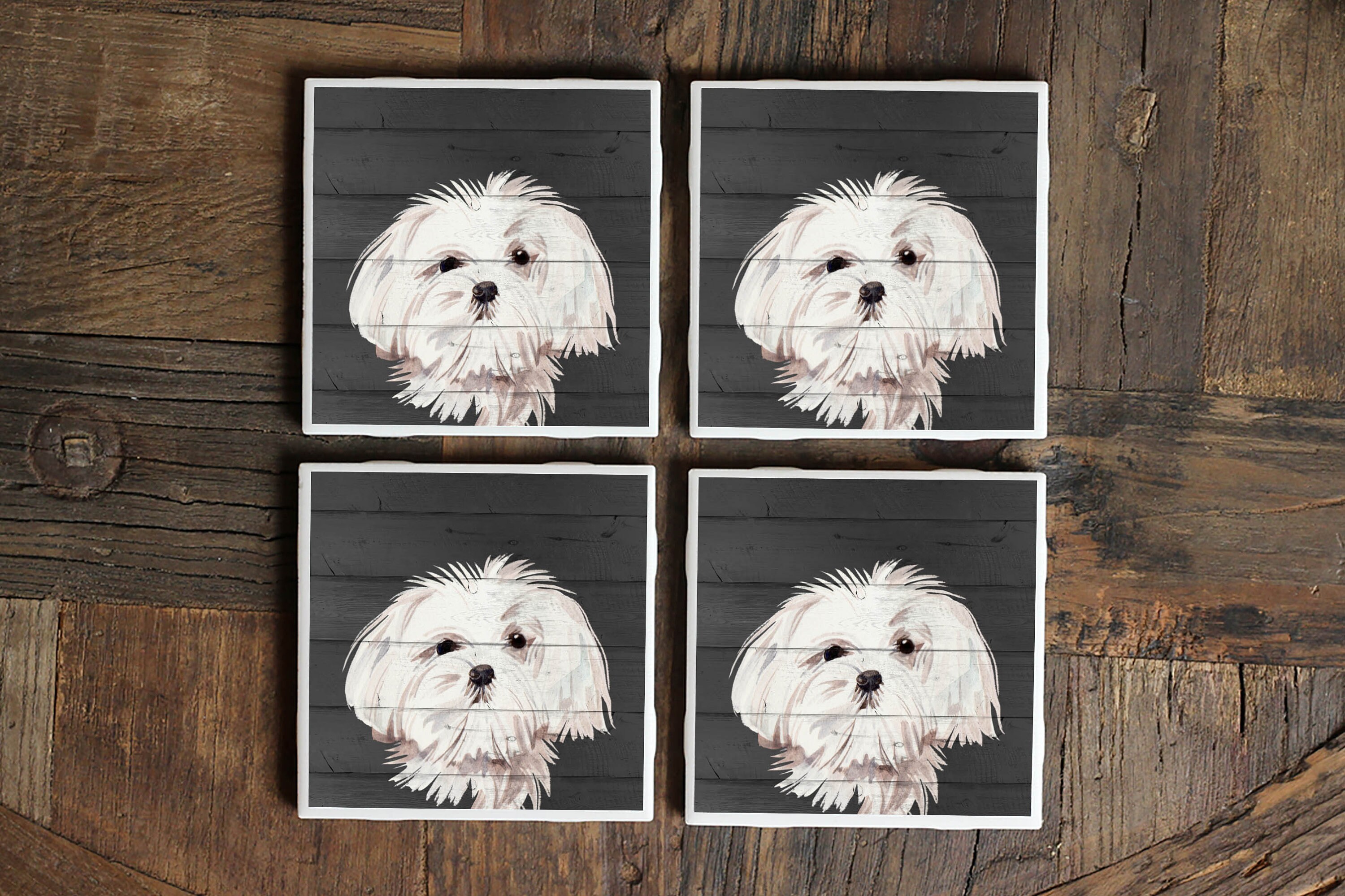 Maltese Coasters Maltese Dog White Maltese Dog Coasters | Etsy