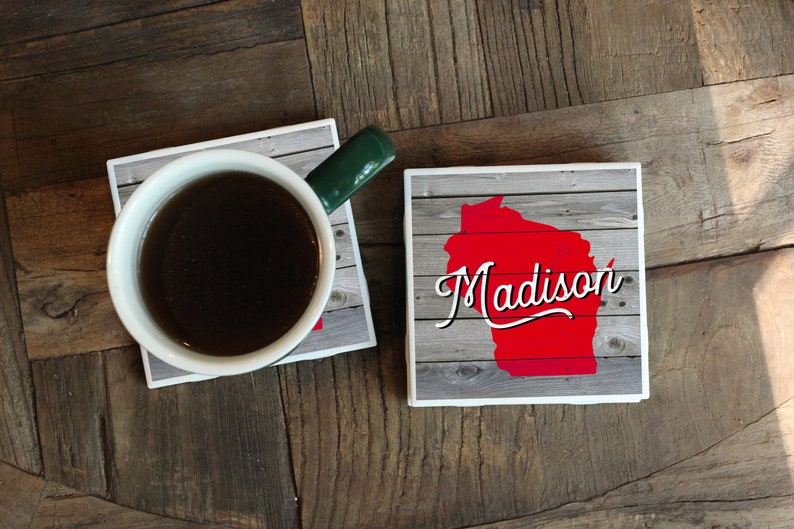 Wisconsin Gift / Wisconsin Coasters / Madison Gift / Madison - Etsy